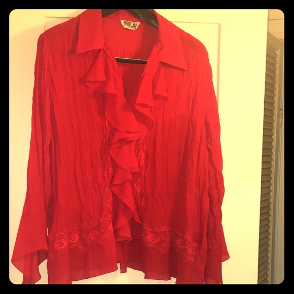 Robbie Bee | Tops | Robbie Bee Woman Red Blouse 2x 3x | Poshmark